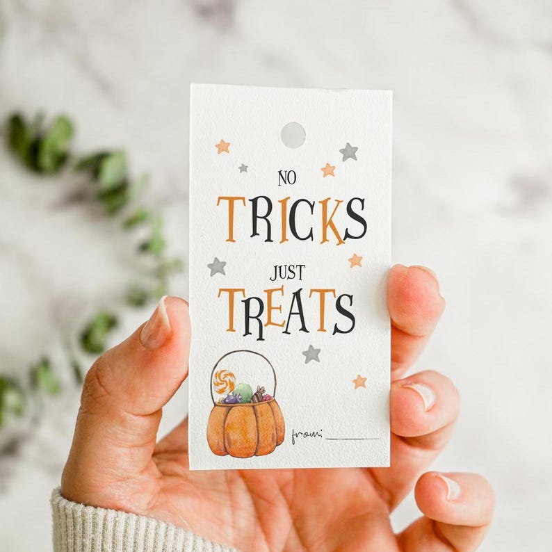 Halloween Treat Tag Printable Halloween Tag Gift Tags Trick or Treat ...