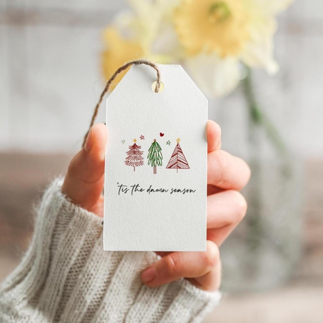 Tis the Damn Season Christmas Gift Tags, Printable Holiday Favor Tags ...