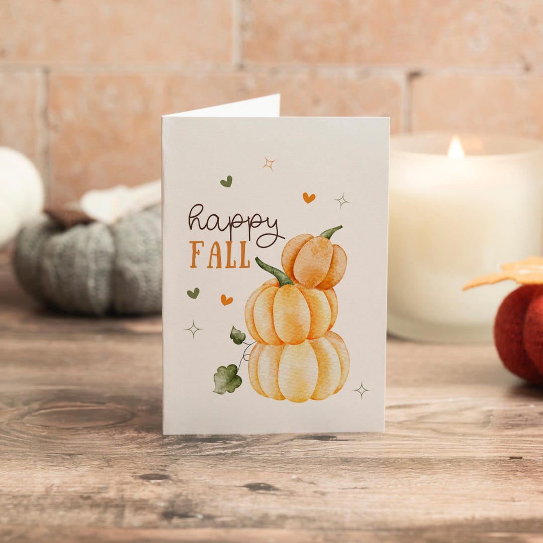 Happy Fall Card Print at Home Printable Thanksgiving Card Instant ...