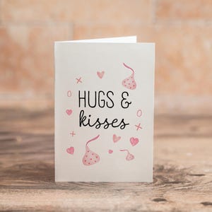 Valentine Card Printable Hugs and Kisses Card Instant Download 5 Sizes ...