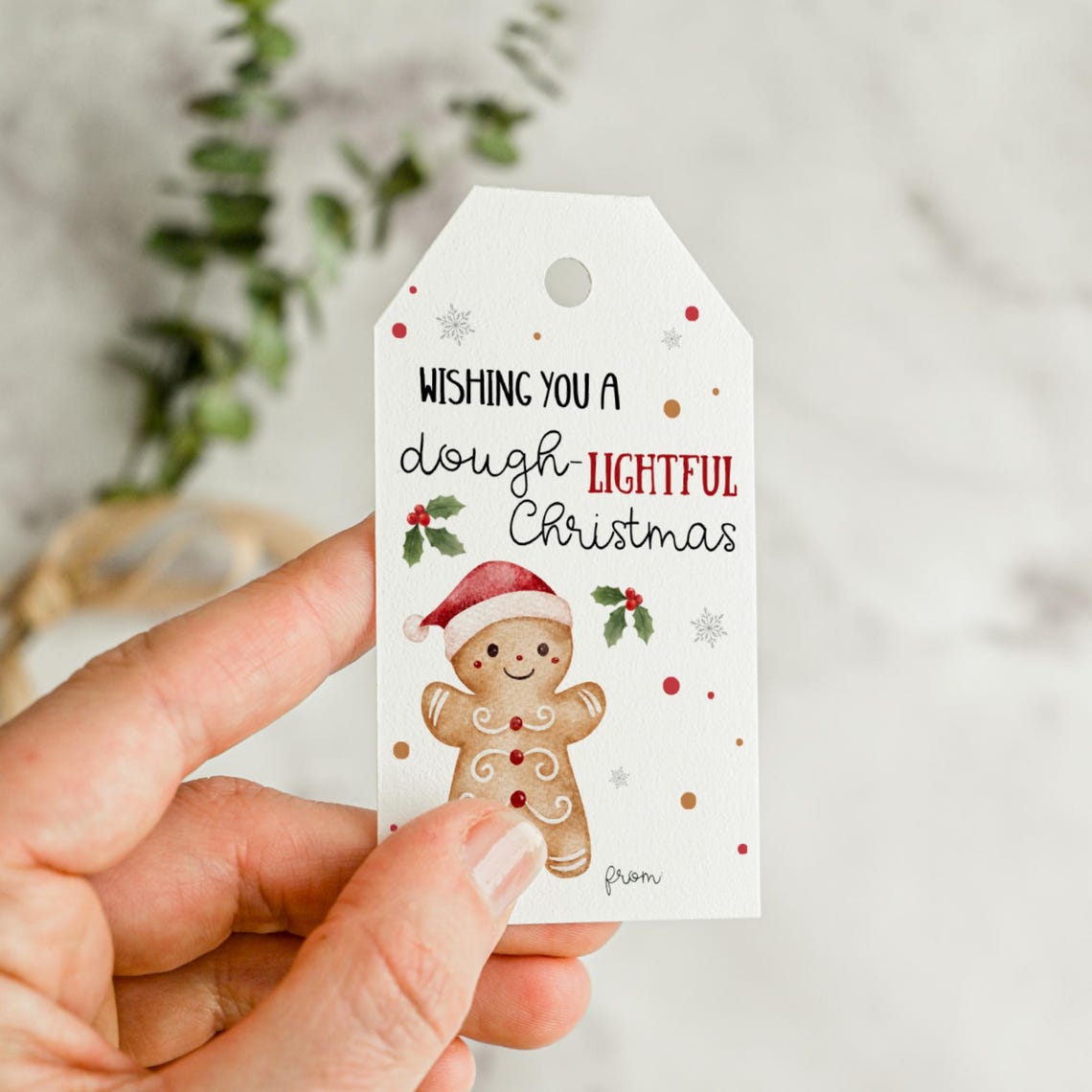 Wishing You A Dough-lightful Christmas Gift Tag Printable Christmas Pun ...