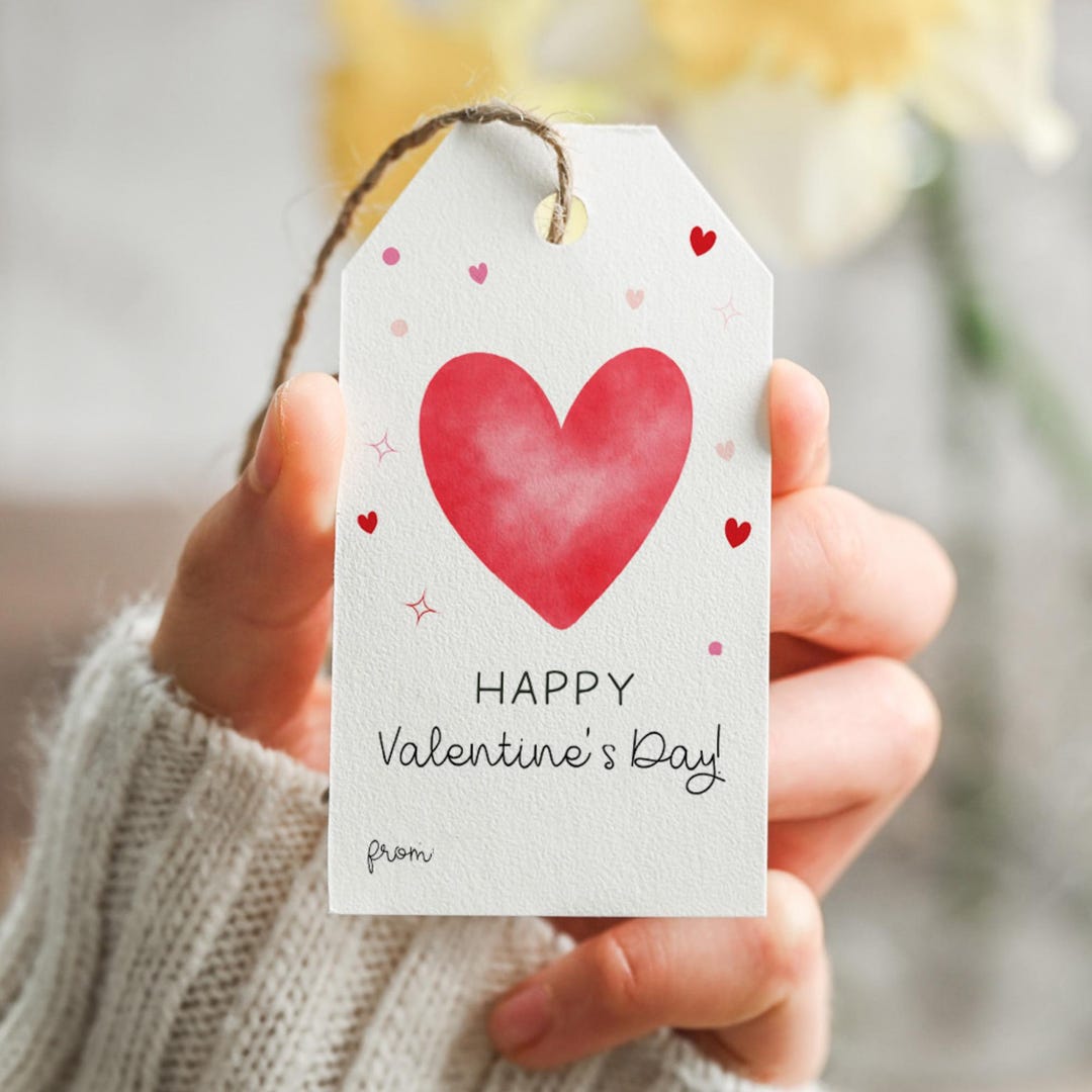 Happy Valentine's Day Gift Tag Printable Thank You Tag Instant Download ...