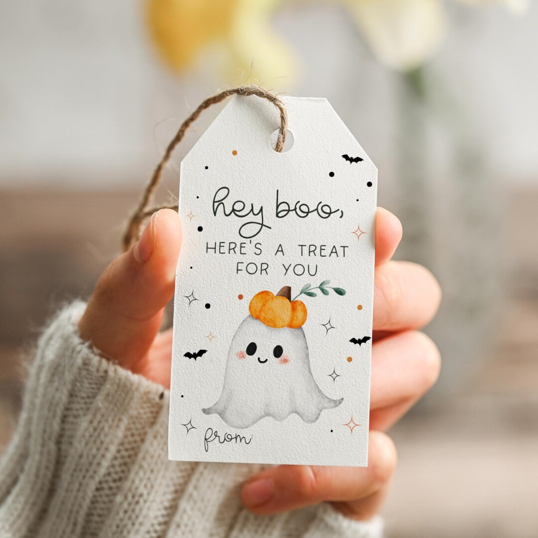 Hey Boo Halloween Treat Tag Printable, Ghost Favor Tag (digital ...