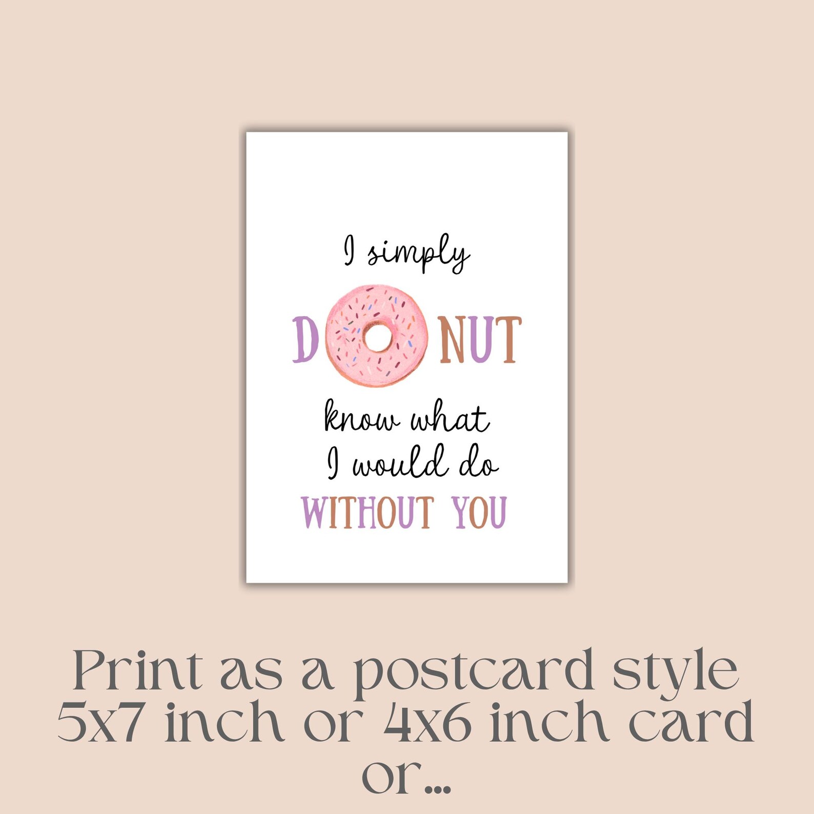 Donut Valentine Card Printable Card Instant Download 5 Sizes - Etsy