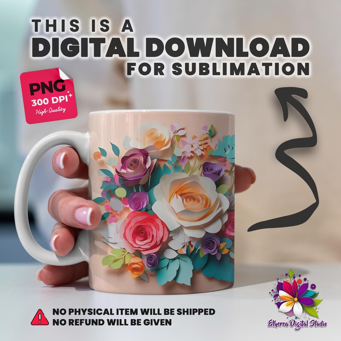 3D Pink White Roses Flower Mug Wrap 3D Paper Roses Flower Mug - Etsy