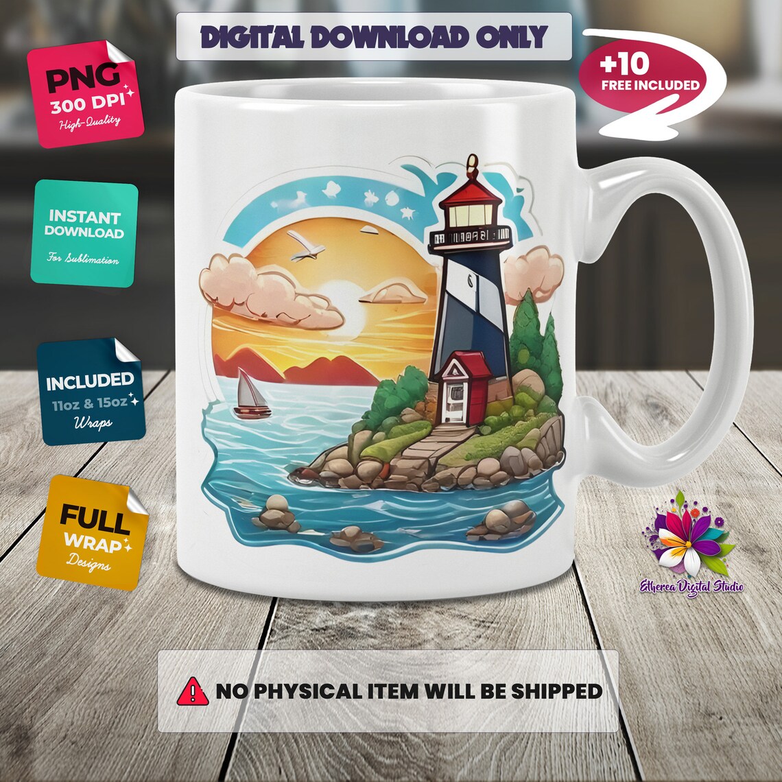 Lighthouse Kids Mug Wrap Design Bundle, Lighthouse Mug Wrap Sublimation ...