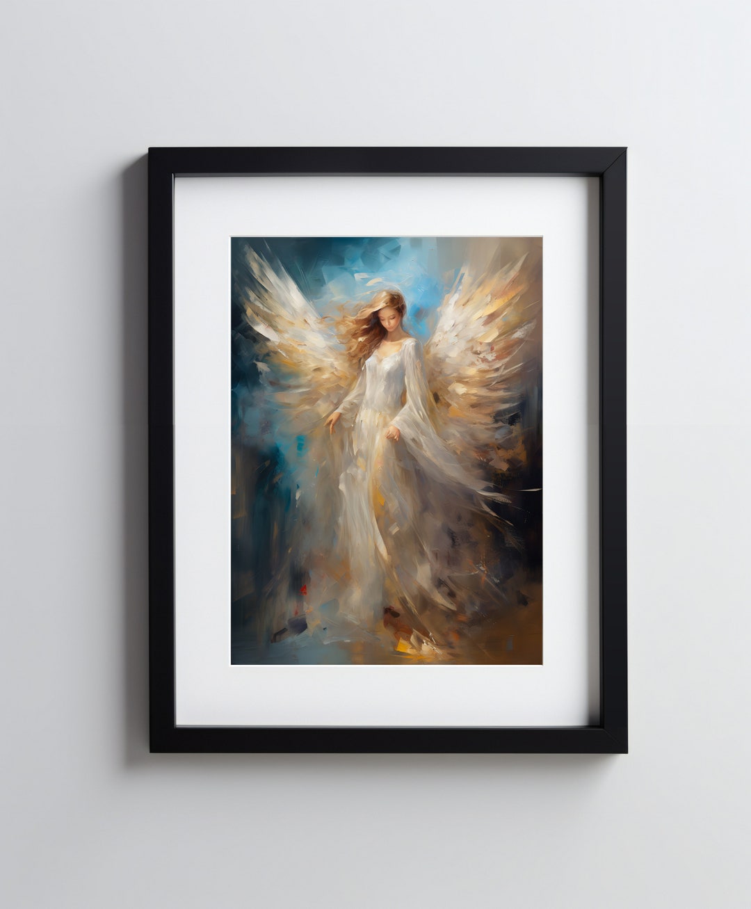Framed Guardian Angel Painting Oil Painting Angel Poster - Etsy