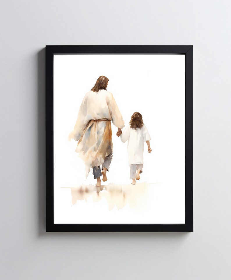 Jesus Leading a Boy, Jesus Painting, Holy, Gift for Him, Uplifting ...
