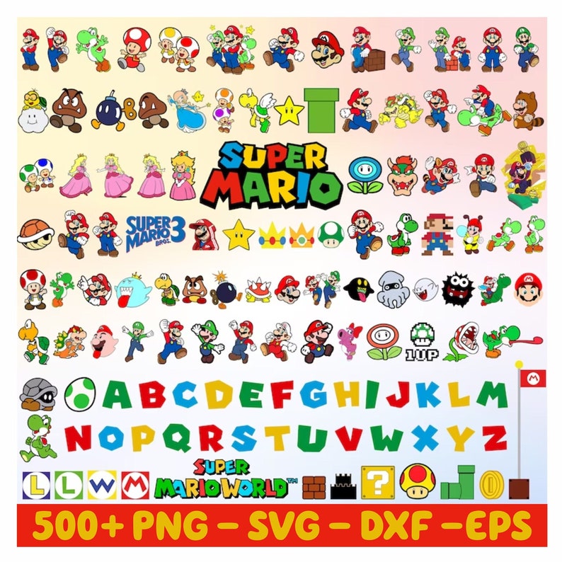 Paquete Super Mario SVG para Cricut y Sublimación, Archivos svg en ...