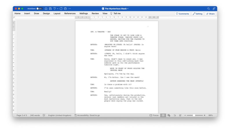 UK Stage Play Word Template - Etsy UK