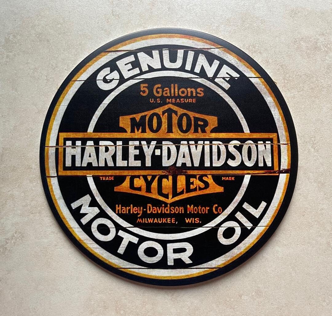 Harley Davidson Round Metal Sign Plaque Man Cave Pub Motorcycle ...