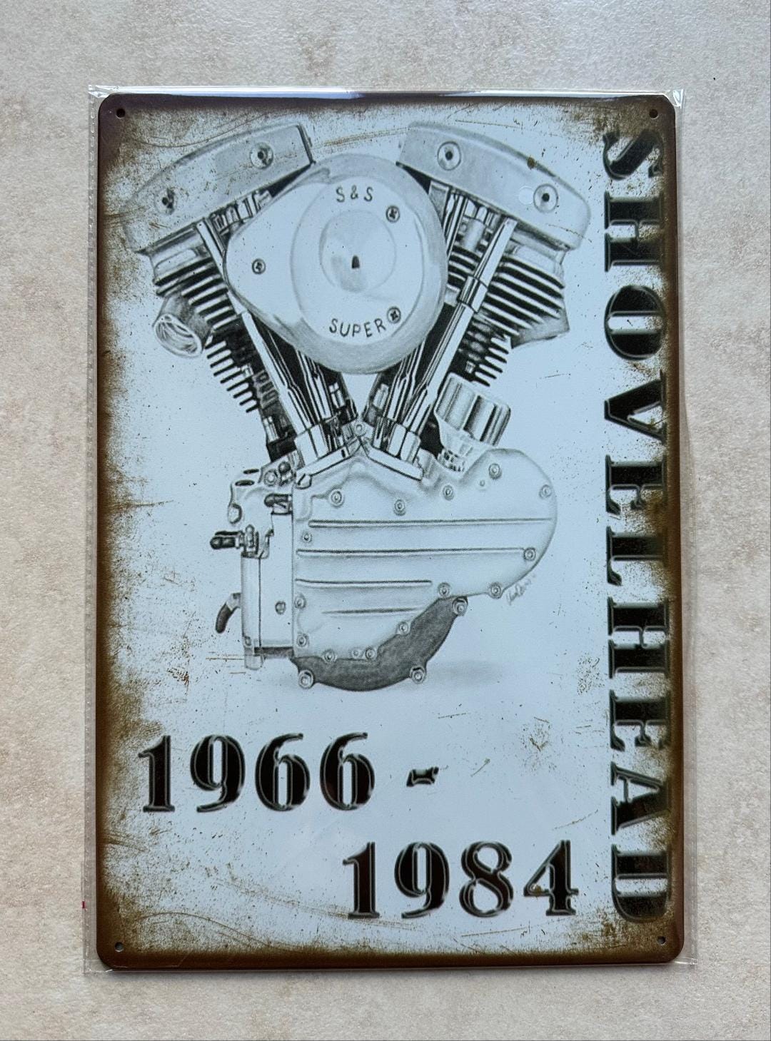 Harley Davidson Shovelhead Engine Metal Sign Man Cave Bar Motorbike ...