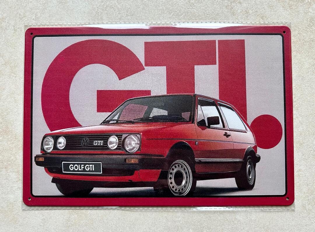 Red Volkswagen Golf GTI Metal Sign Plaque Man Cave Bar Garden Pub Home ...