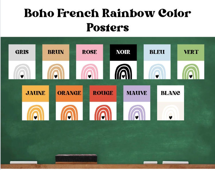 Boho Rainbow English Color Posters, Boho Rainbow English Color Posters ...