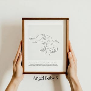 Custom Minimalist Angel Baby Line Art, Baby Loss Memorial Digital Print ...