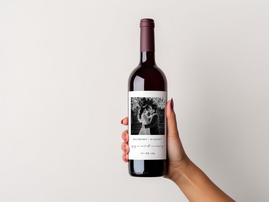 Wine Labels, Photo Wine Label Template, Minimalist Wedding Favor ...