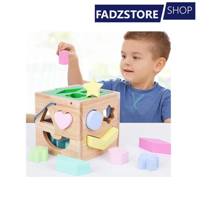 Wooden Shape Sorter With Shapes, Educational Toy for Toddlers, Cute ...