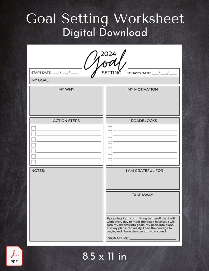 2024 Goal Setting Worksheet Productivity Planner Instant Digital ...