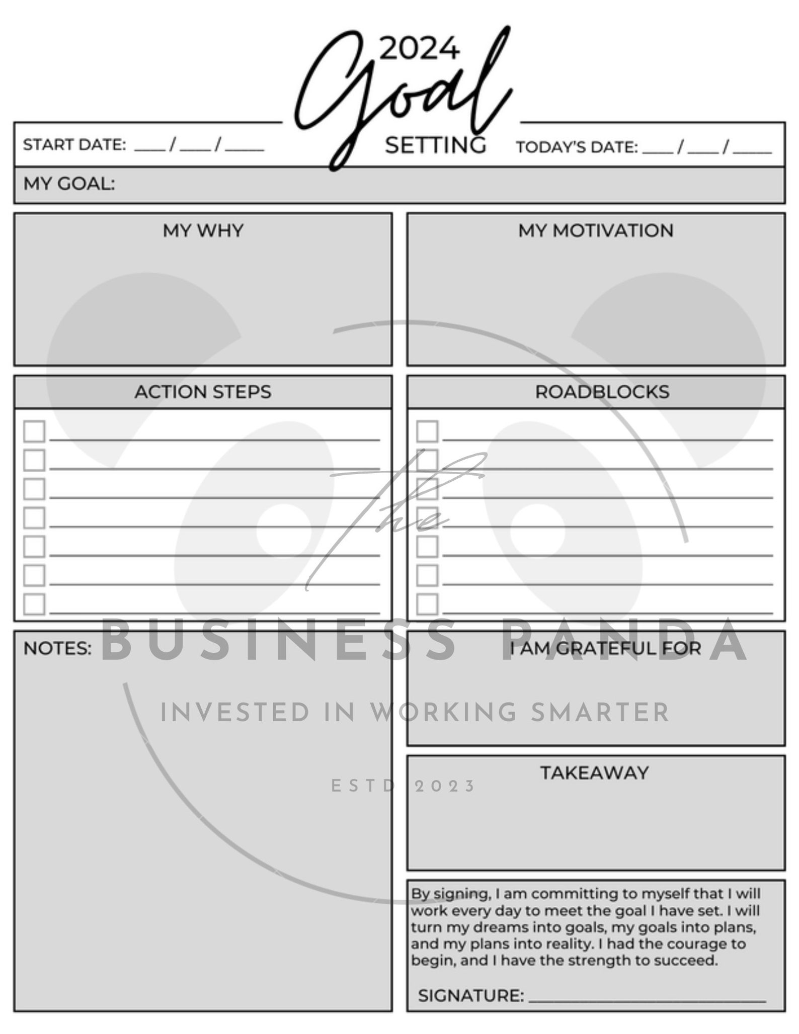 2024 Goal Setting Worksheet | Productivity Planner | Instant Digital ...