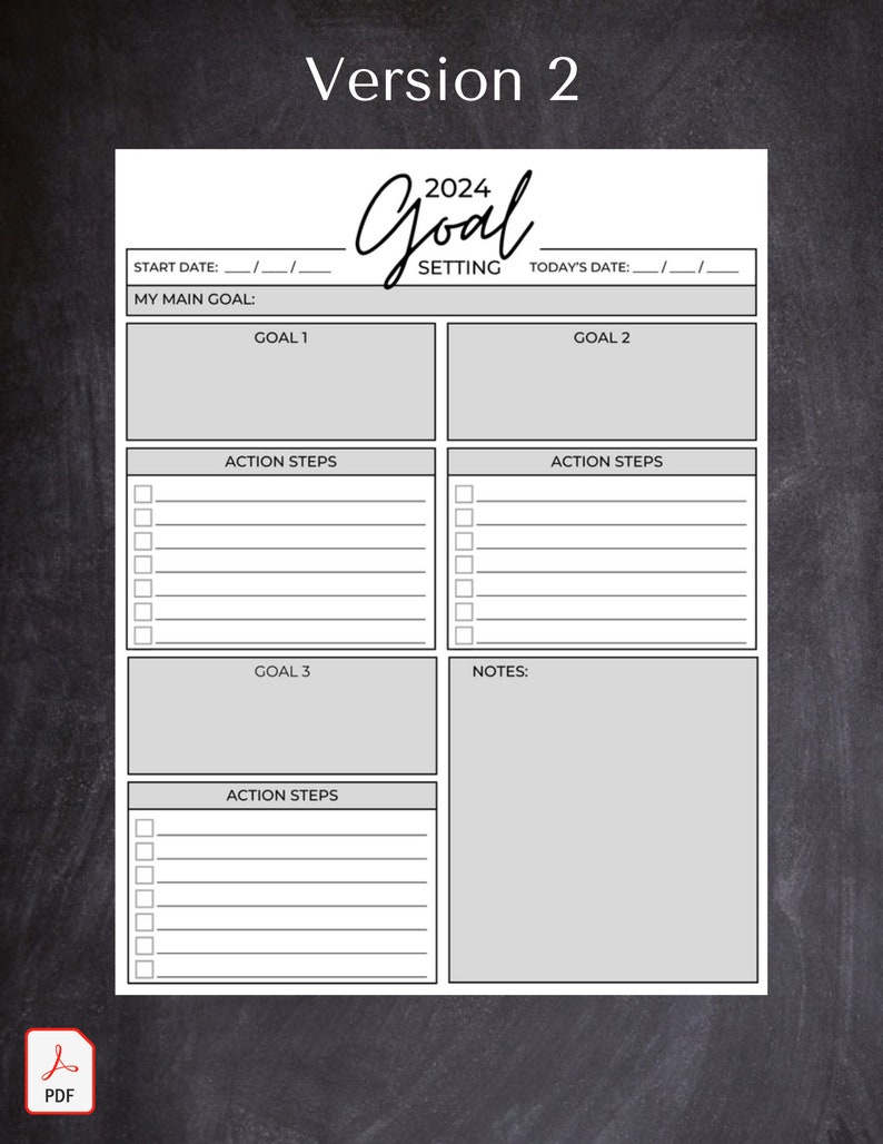 2024 Goal Setting Worksheet Productivity Planner Instant Digital ...
