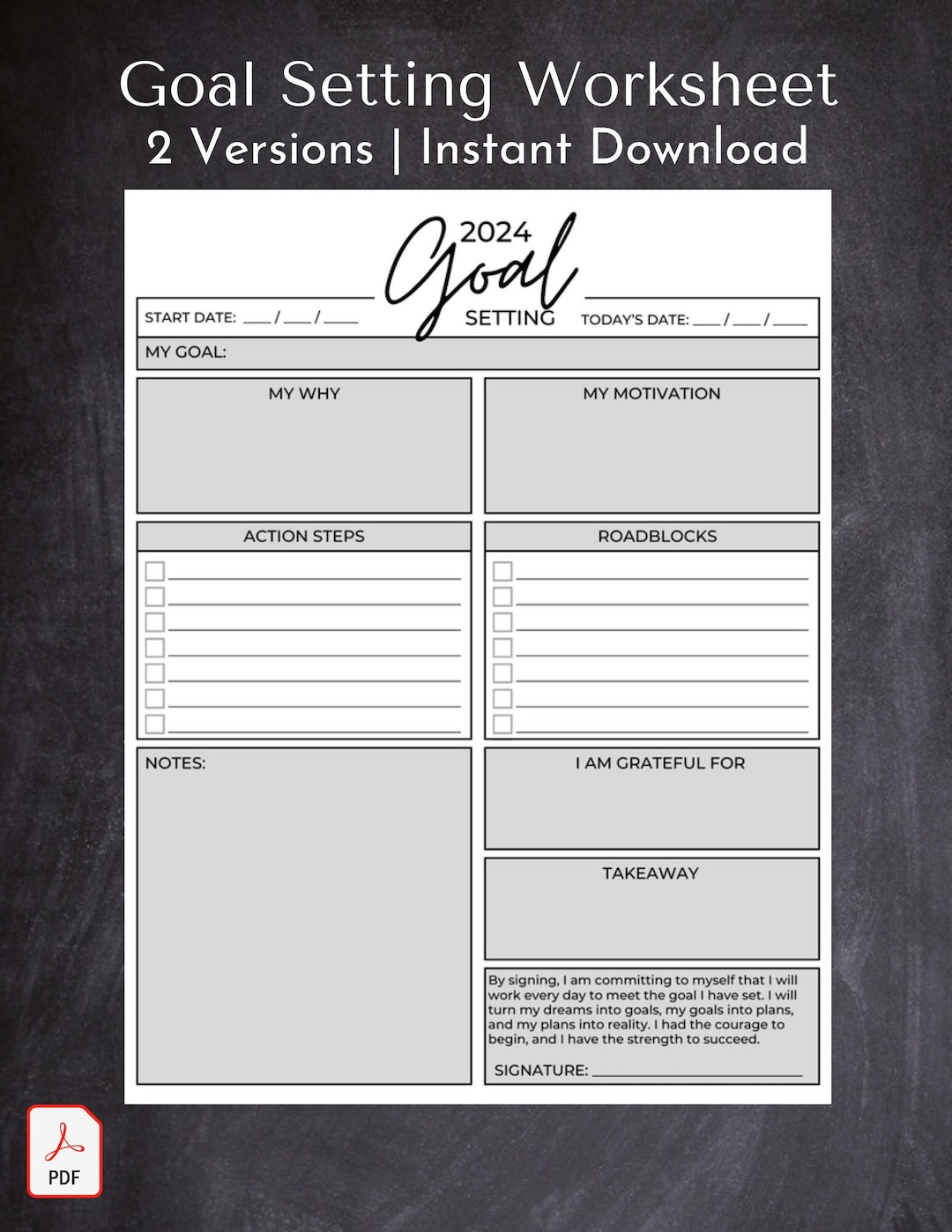2024 Goal Setting Worksheet | Productivity Planner | Instant Digital ...
