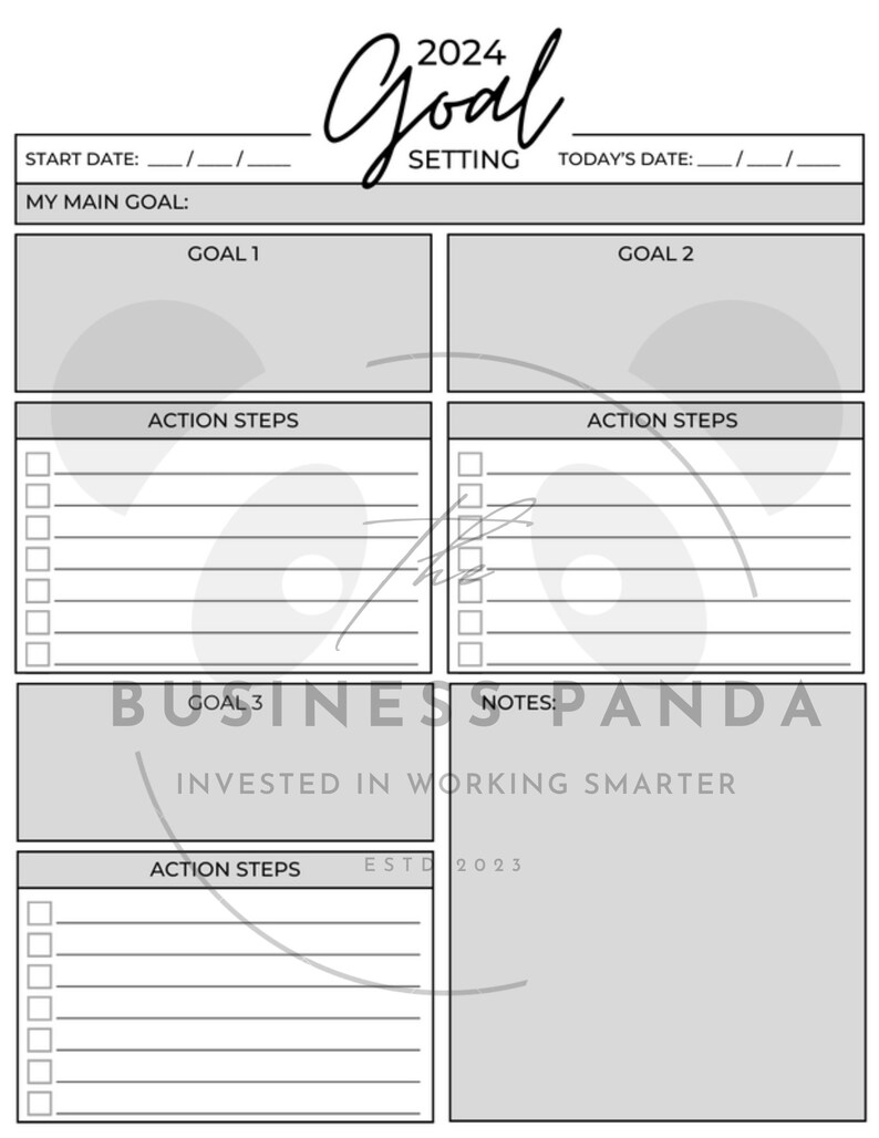 2024 Goal Setting Worksheet Productivity Planner Instant Digital ...