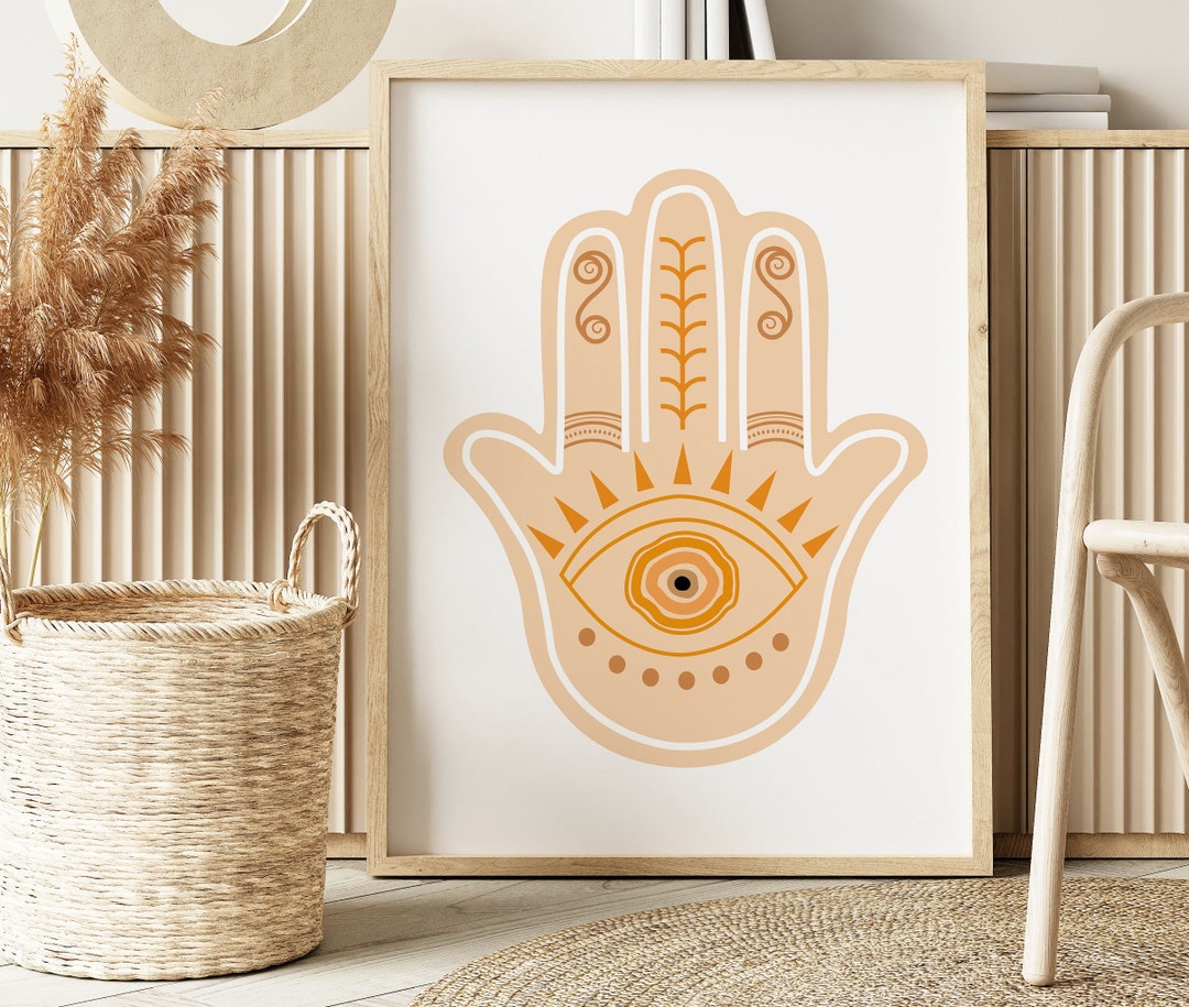 Orange Hamsa Hand Printable Wall Art Instant Digital Download - Modern ...