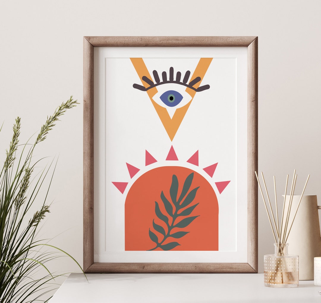 Absract Boho Evil Eye Printable Wall Art Instant Digital - Etsy