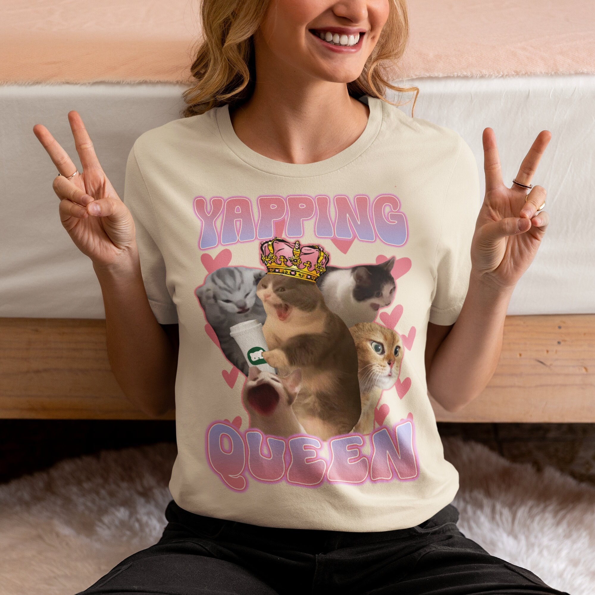 Yapping Queen Funny Cat Meme T-shirt, Gift for Her, Ironic Cats Shirt ...
