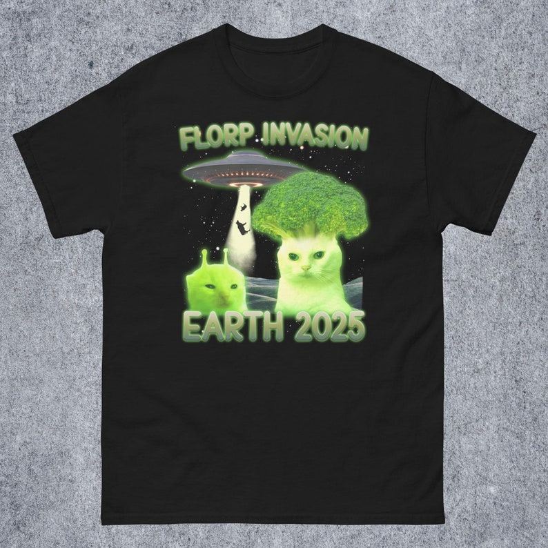 Florp Invasion Funny Alien Brainrot Cat Dank Meme Tee Shirt Gift for ...