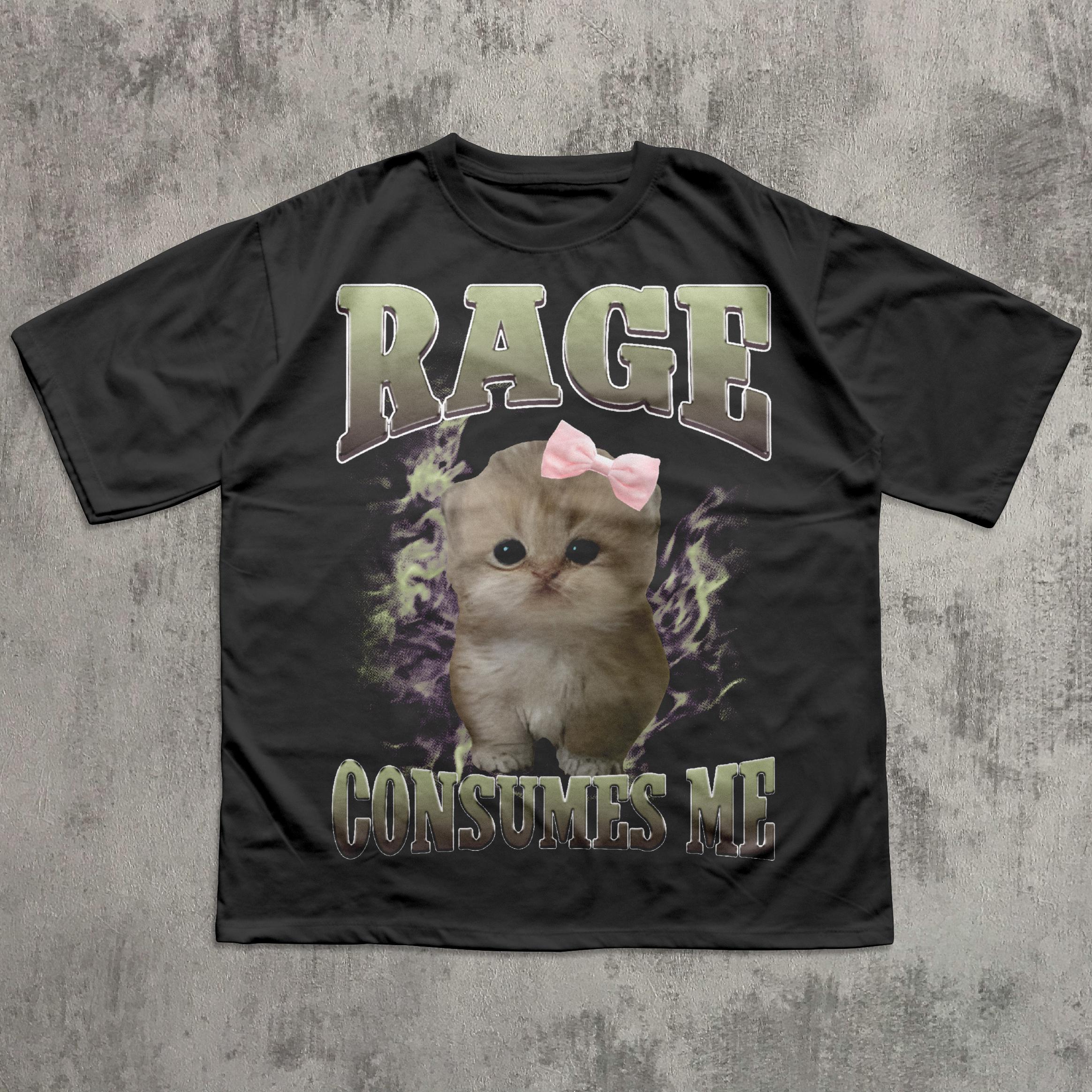 Rage Consumes Me Funny Cat Meme Tee Shirt, Silly Cats T-shirt, Stupid ...