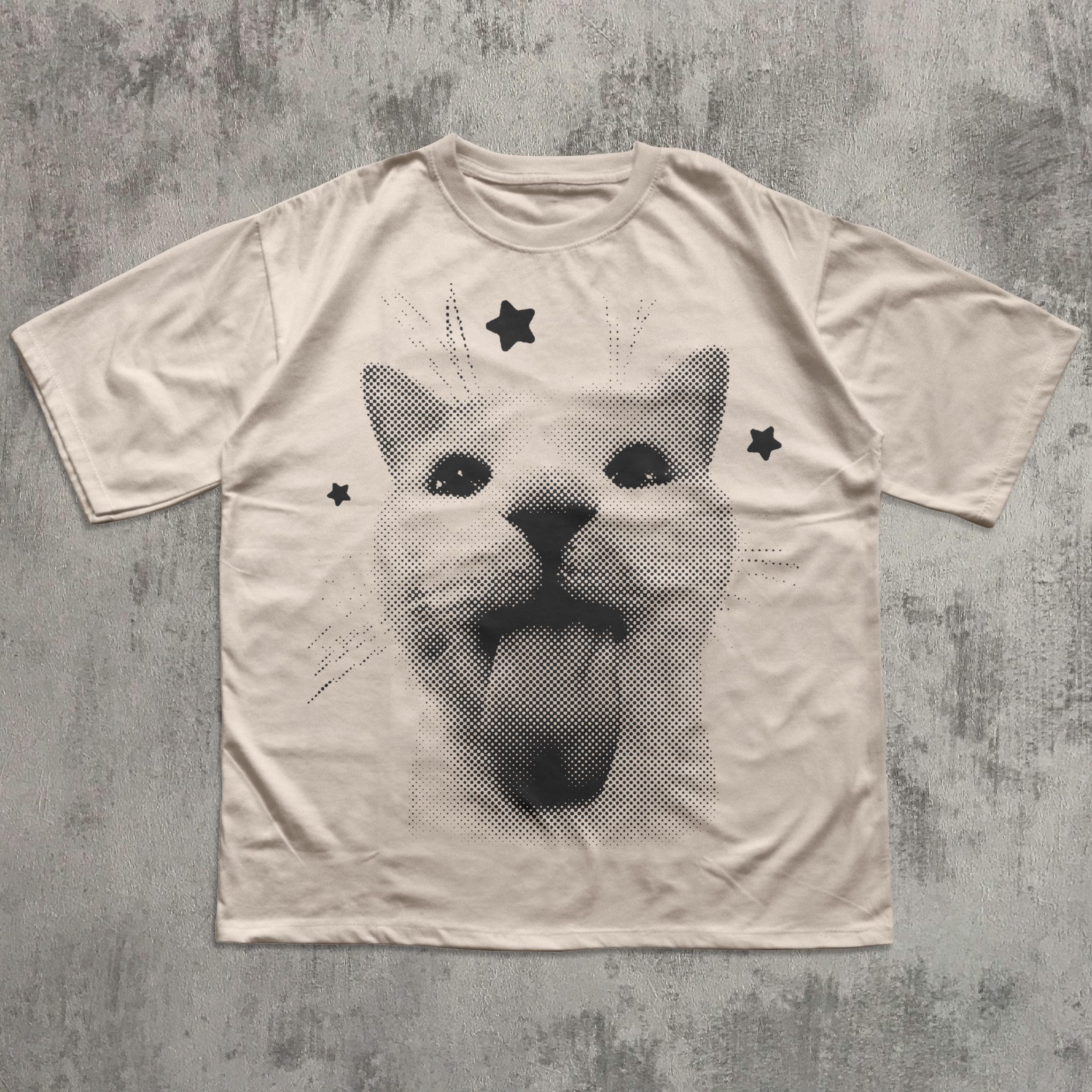 Funny Y2k Cat T-shirt, Silly Cats Tee, 90s Retro Kitten Shirt, Ironic ...