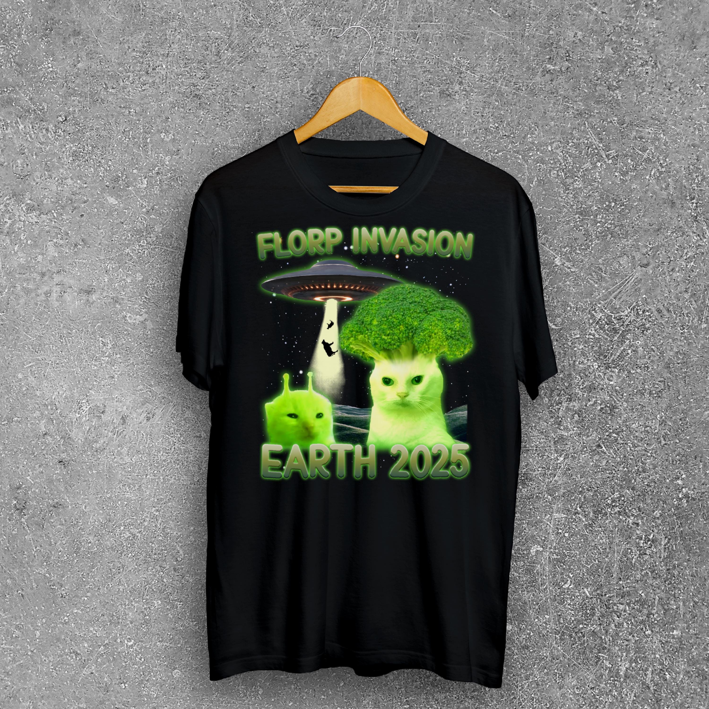 Florp Invasion Funny Alien Brainrot Cat Dank Meme Tee Shirt Gift for ...