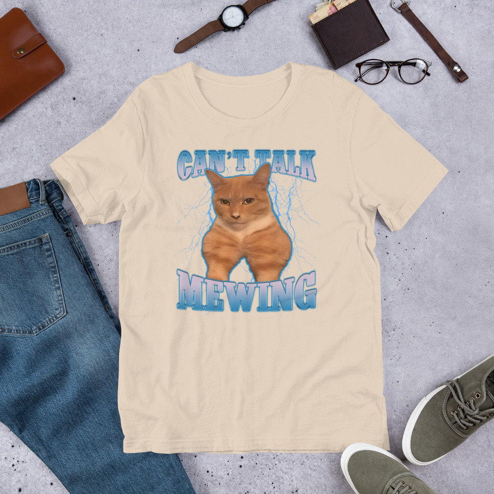 Can't Talk Mewing Funny Cat Shirt, Looksmaxxing T-shirt, Goofy Ahh ...