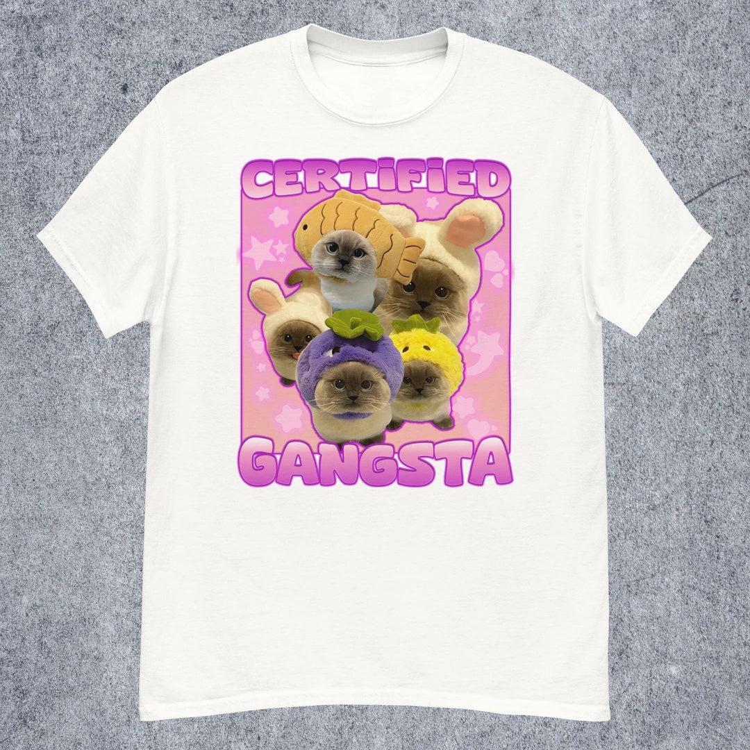 Certified Gangsta Funny Cat Meme T-shirt Gift for Her, Goofy Ahh Tee ...