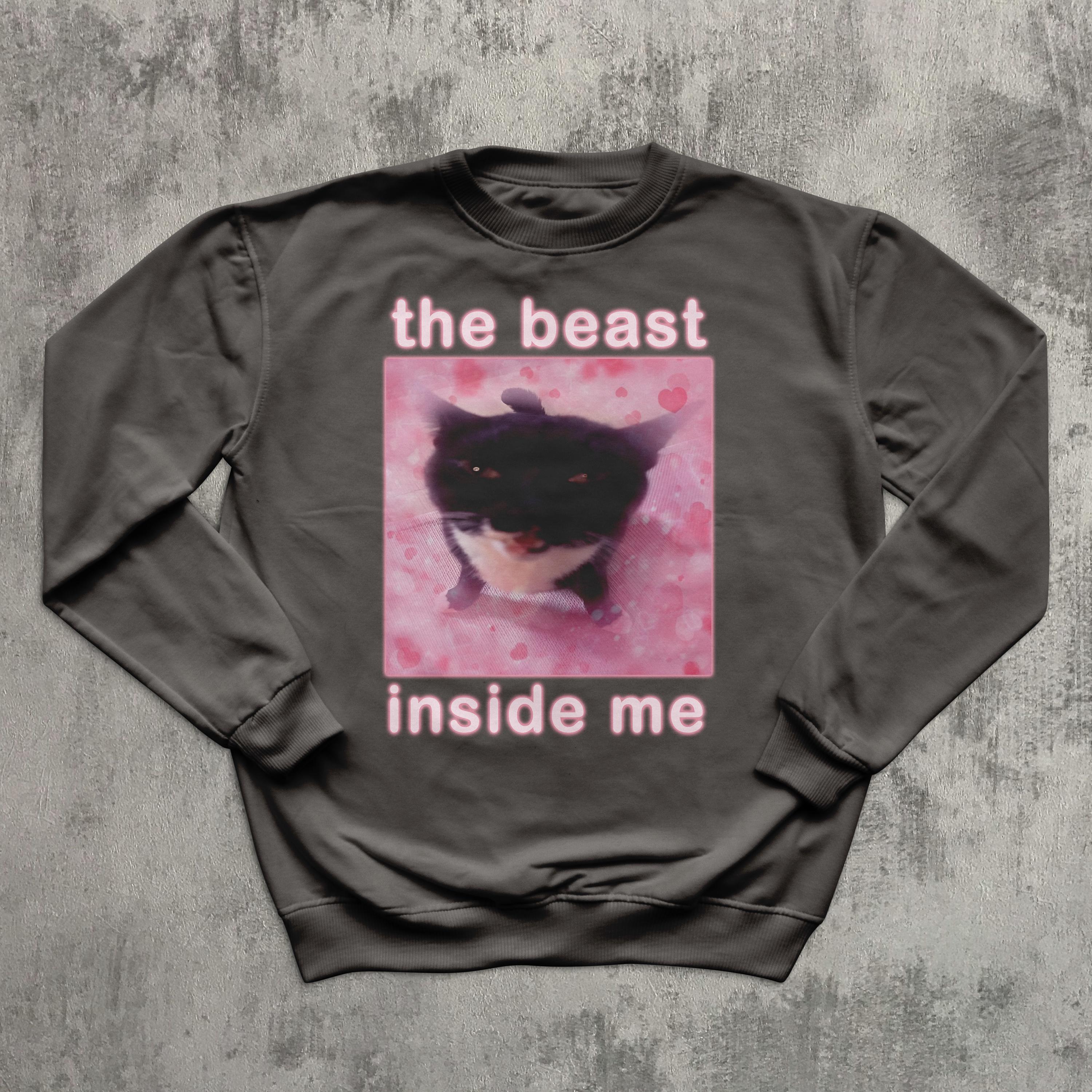 The Beast Inside Me Funny Cat Meme Sweatshirt, Cats Lover Gift, Cringy ...