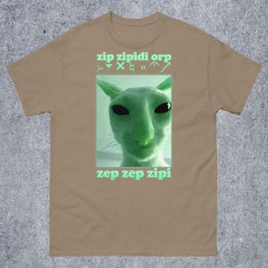 Funny Alien Cat Dank Meme Tee Shirt Gift for Woman and Man, Brainrot T ...