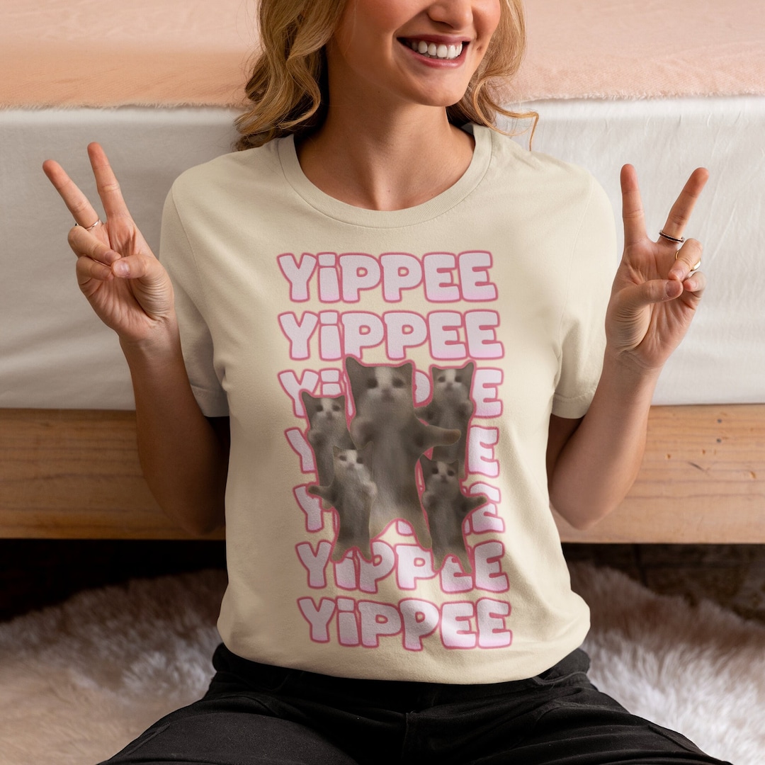 Camiseta con meme de gato divertido Yippe, camiseta de gato, camiseta ...