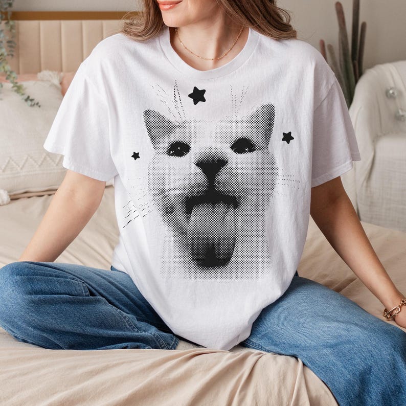 Funny Y2k Cat T-shirt, Silly Cats Tee, 90s Retro Kitten Shirt, Ironic ...