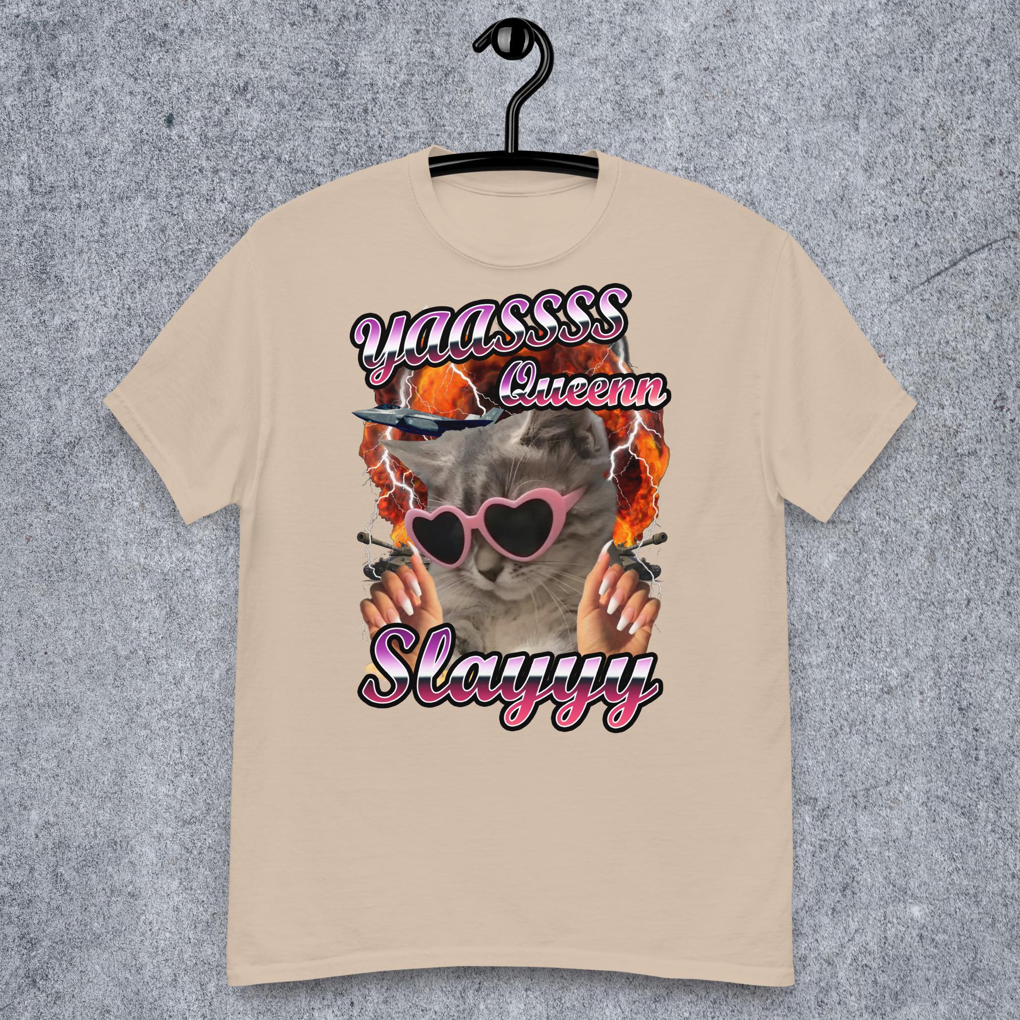 Yas Queen Slay Funny Cat Meme Tee Shirt Gift for Woman and Man, Ugly ...