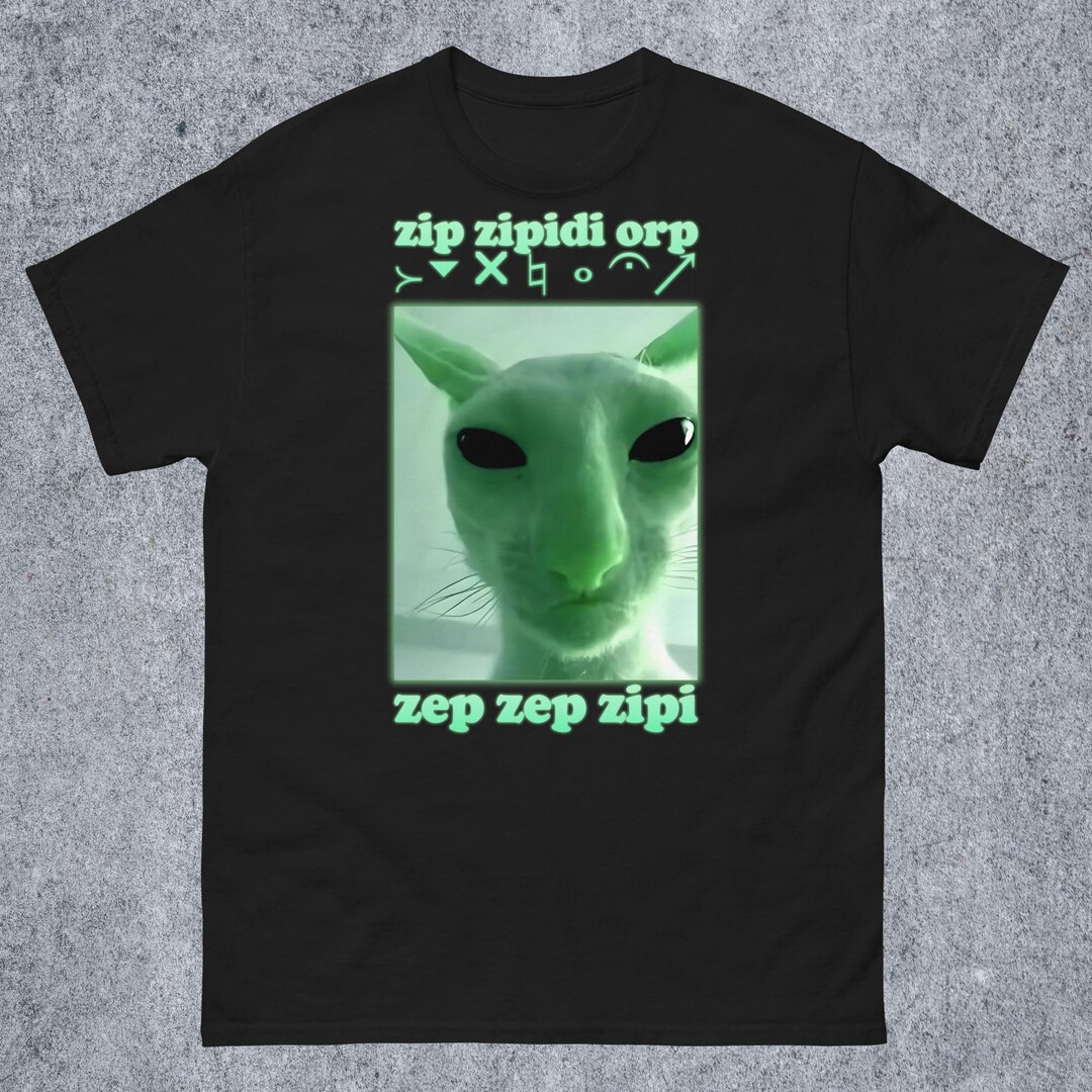 Funny Alien Cat Dank Meme Tee Shirt Gift for Woman and Man, Brainrot T ...