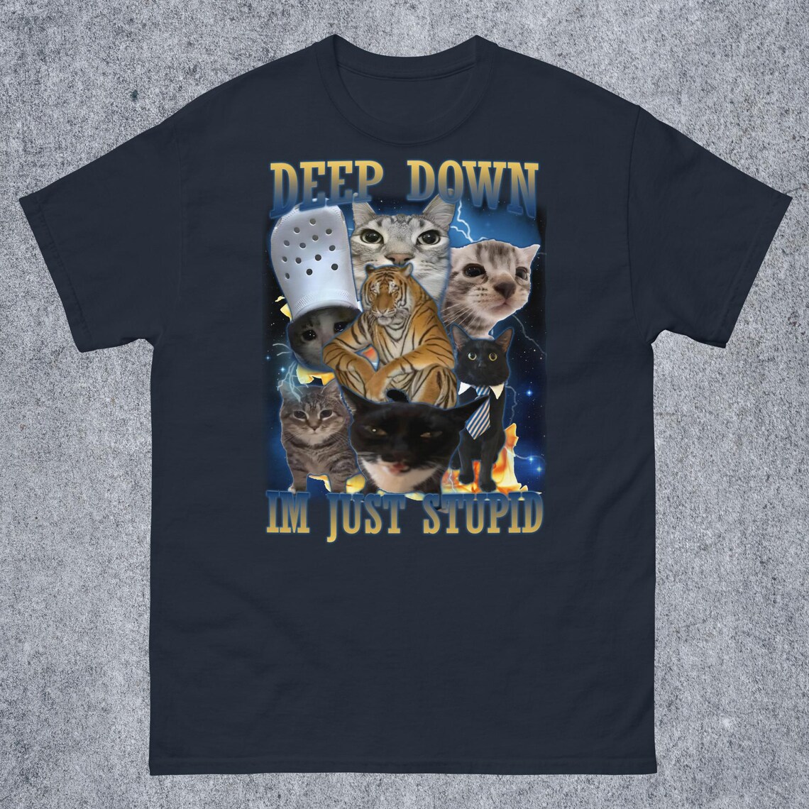 Deep Down Im Just Stupid Funny Cat Meme Tee Shirt, Gift for Woman and ...