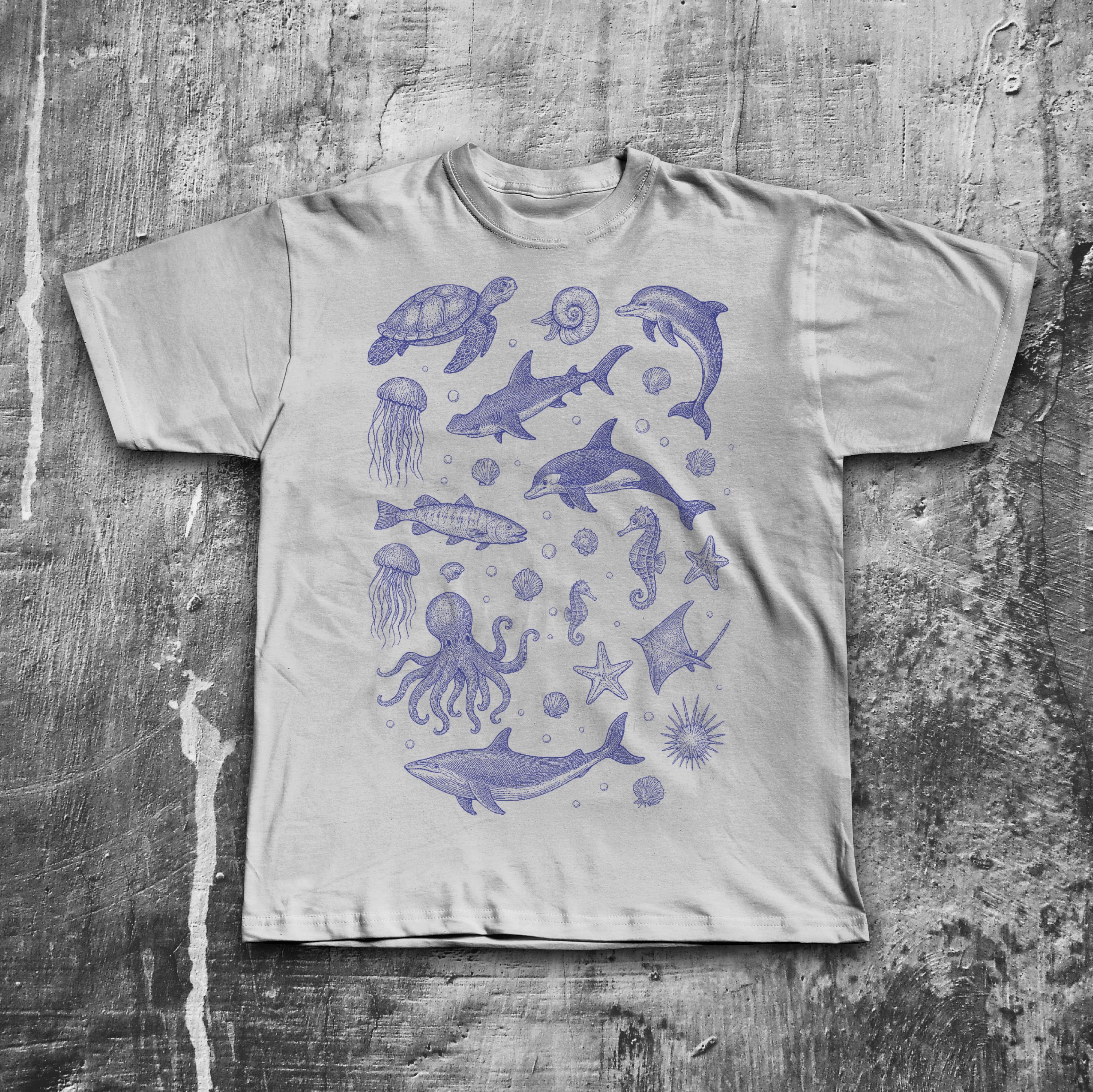 90s Sea Animals Vintage Tee, Retro Ocean Tshirt Cute Sea Creatures ...
