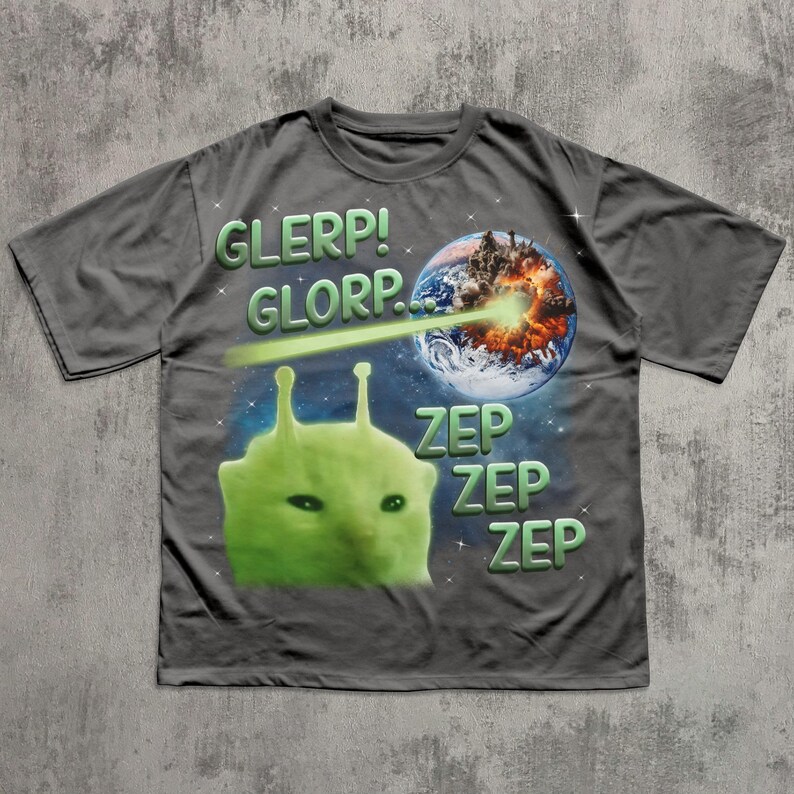 Glerp Glorp Funny Alien Cat Meme Tee Shirt Gift for Woman and Man ...