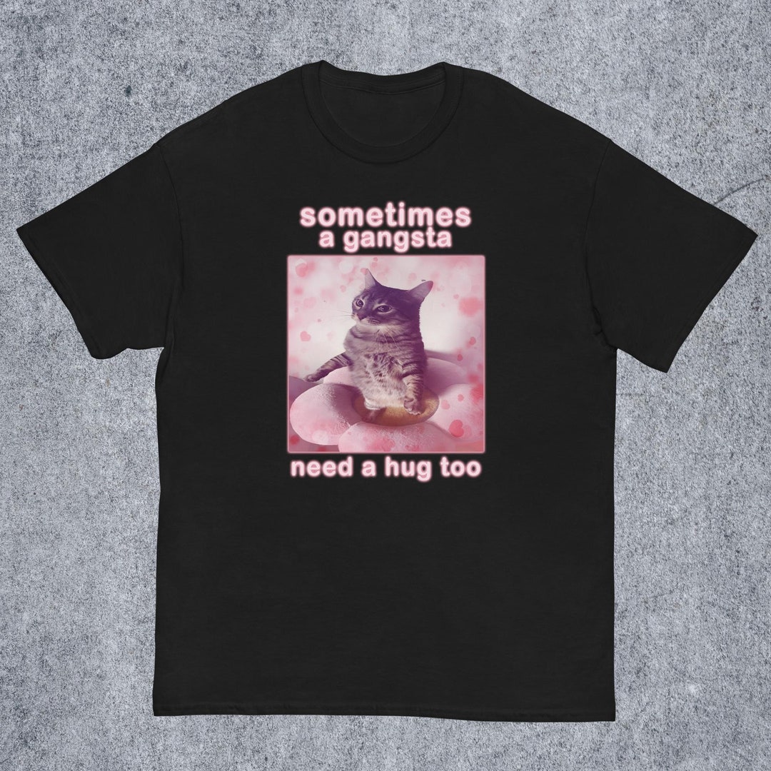 Sometimes a Gangsta Need a Hug Too Funny Cat Meme T-shirt Gift for Her ...