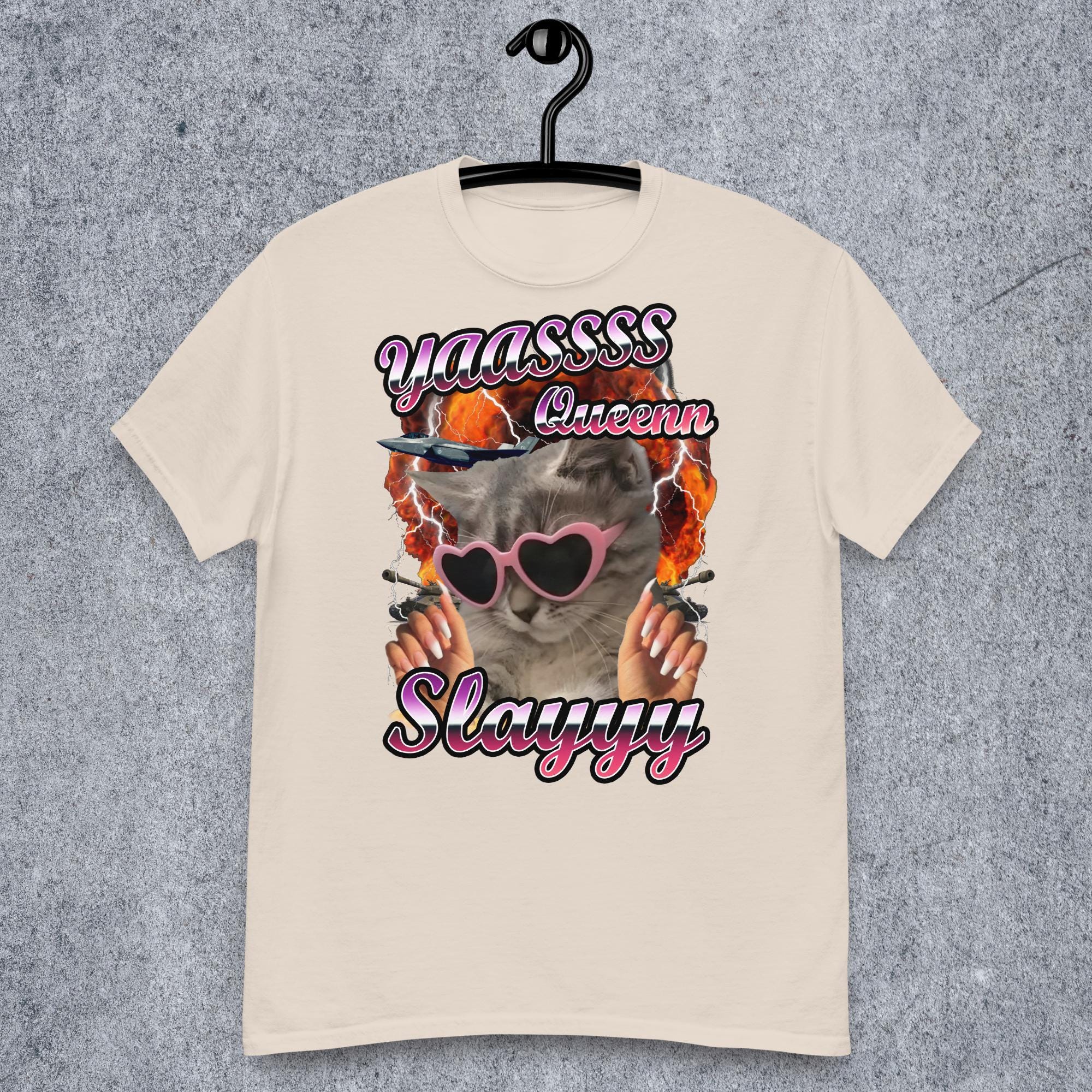Yas Queen Slay Funny Cat Meme Tee Shirt Gift for Woman and Man, Ugly ...