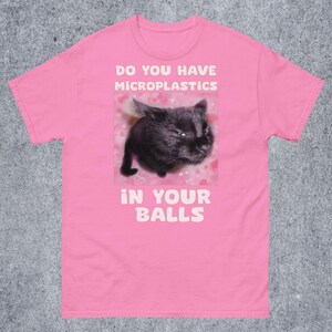 Microplastics in Balls Funny Cat Meme T-shirt, Gift for Woman, Ironic ...