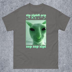 Funny Alien Cat Dank Meme Tee Shirt Gift for Woman and Man, Brainrot T ...