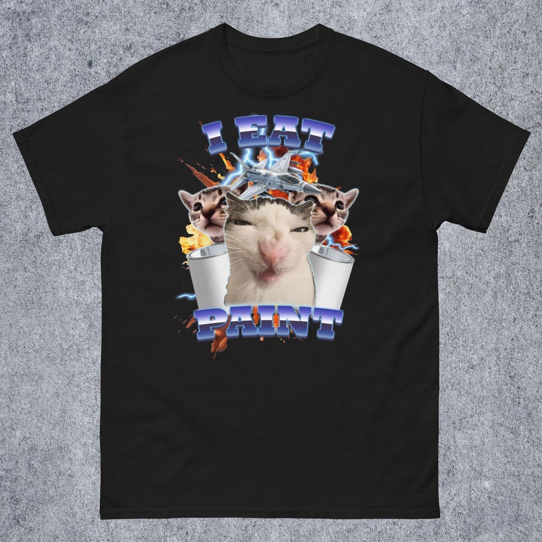 I Eat Paint Funny Cat Meme Tee Shirt, Gift for Woman and Man, Stupid ...