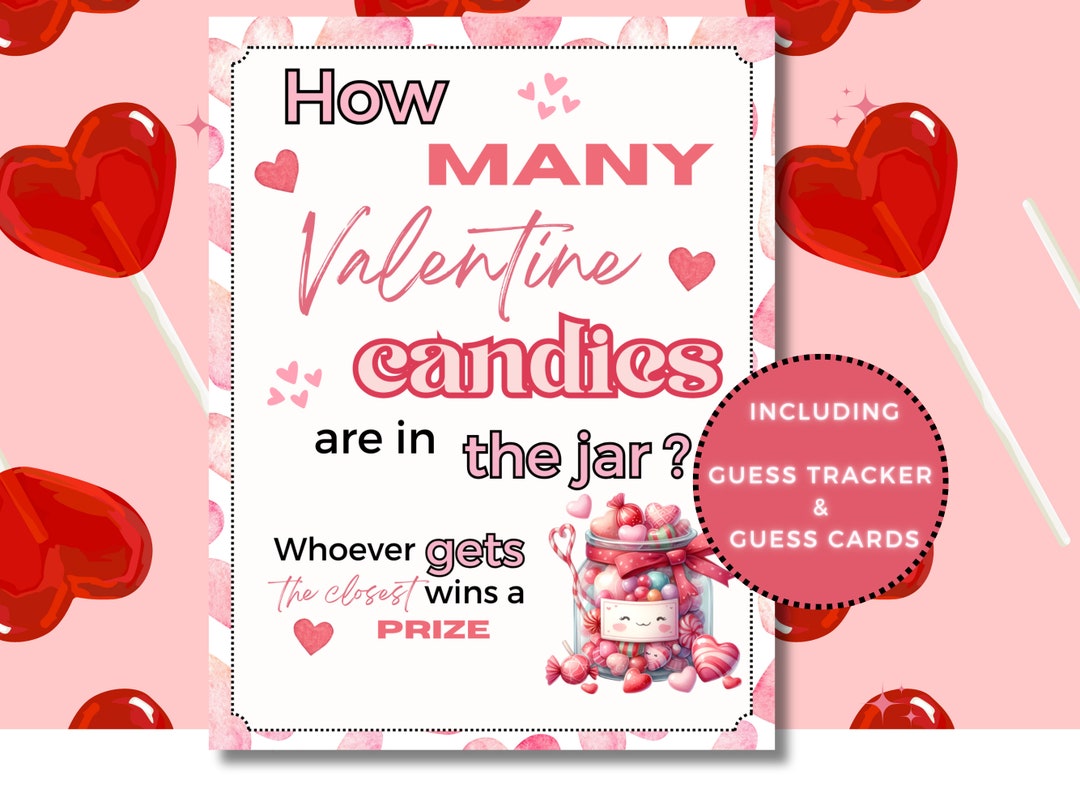 Valentines Candy Guessing Game, How Many Candies Are in the Jar Game ...